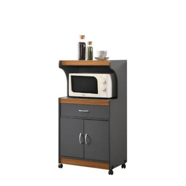 45.19 x 15.75 x 24 in. Microwave Kitchen Cart Grey Oak